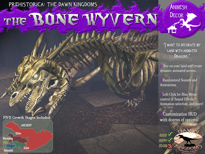 Second Life Marketplace - THE BONE WYVERN ~ DECOR Animesh Statue ...